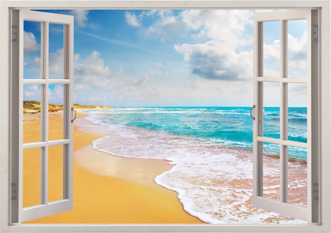 Coast Line Wall Sticker 3D Window, Beach Removable Wall Decal Vinyl ...