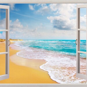 Coast Line Wall Sticker 3D Window, Beach Removable Wall Decal Vinyl ...