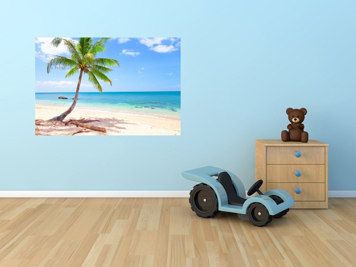 Palm Tree Beach Wall Decal Vinyl Poster Tropical Beach Wall - Etsy