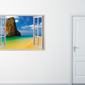 Tropical Beach Wall Sticker 3D Window Beach Wall Decal for - Etsy