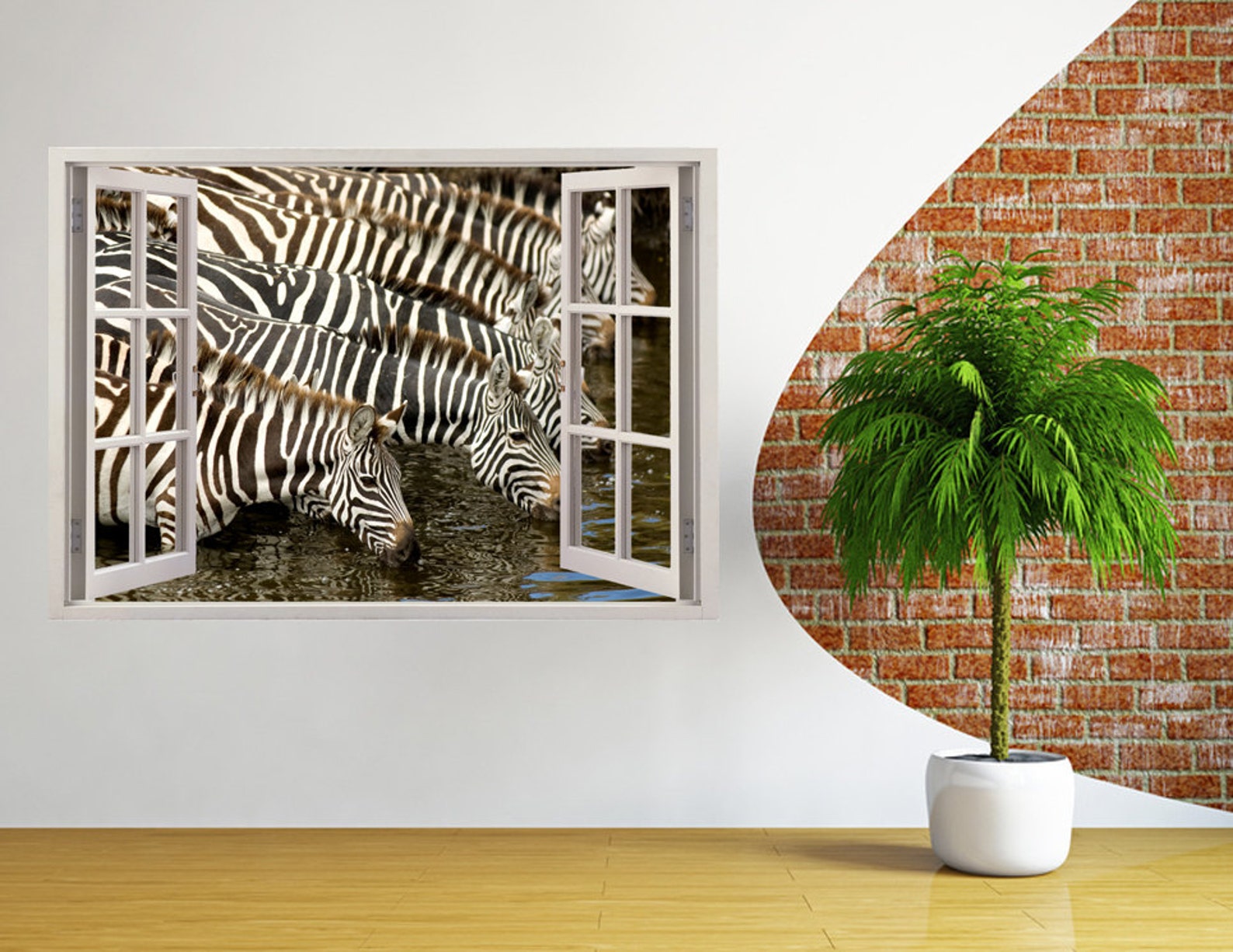 Zebra Wall Decal 3D Window Zebras Wall Sticker for Home | Etsy