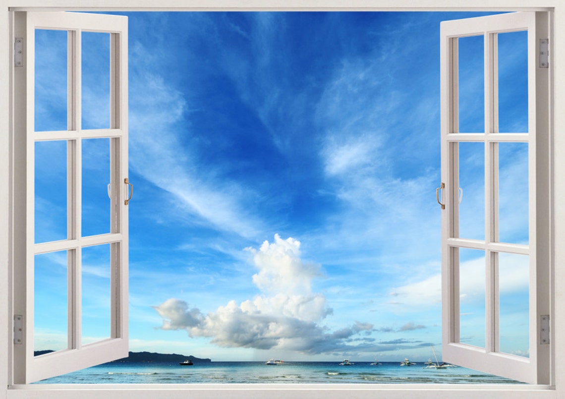Sky Above Beach Wall Art 3D Window Sky Wall Decal Romantic | Etsy