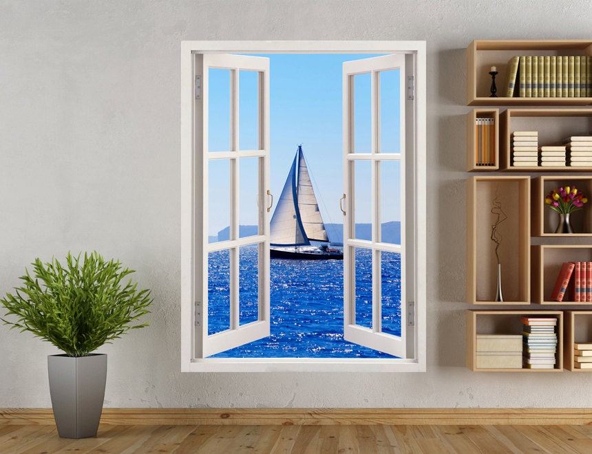 Sailboat Wall Decal Boat Vertical 3D Window Boat Decal for - Etsy