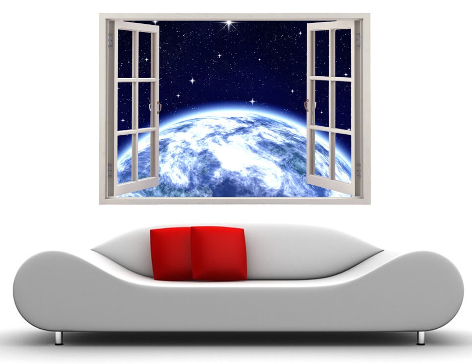 Whole World Wall Sticker 3D Window Space Wall Decal for Home | Etsy
