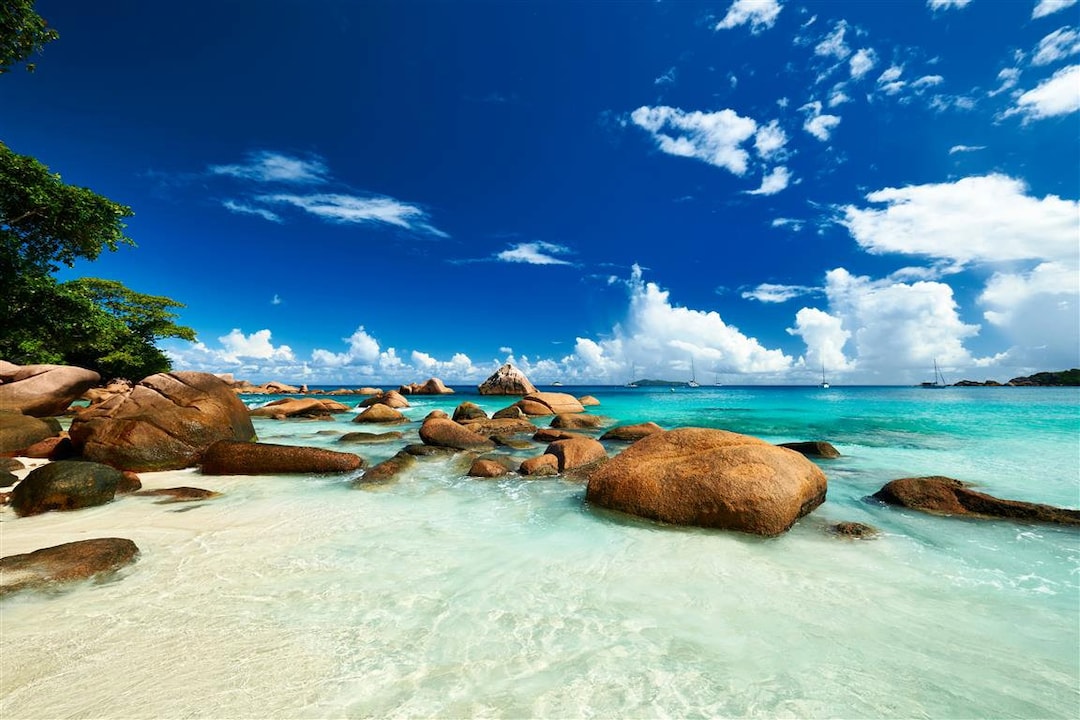 Colorful Beach Decal Vinyl, Blue Beach Poster Wall Decal, Romantic ...