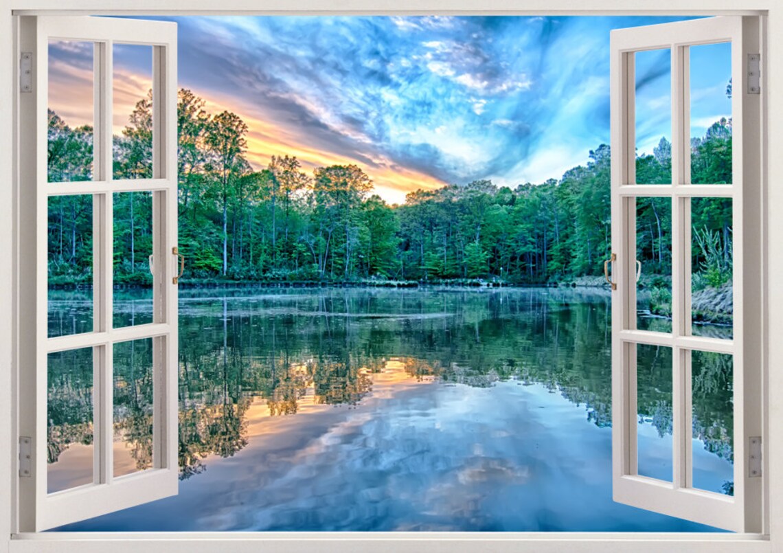 River Wall Sticker 3D Window Home Design Idea River at Sunset - Etsy