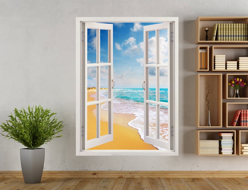 Coast Line Wall Decal Vertical 3D Window Beach Wall Sticker - Etsy