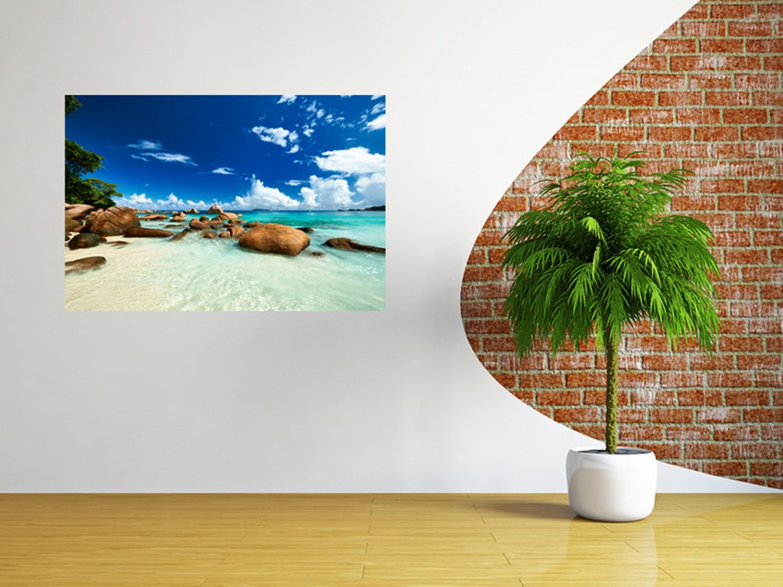 Colorful Beach Decal Vinyl Blue Beach Poster Wall Decal - Etsy