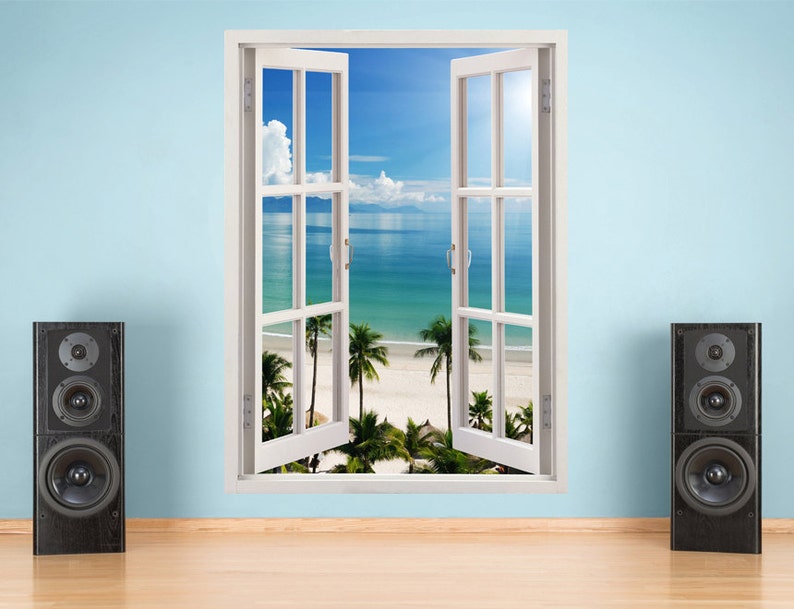 Beach Wall Decal Vertical 3D Window Coast Wall Sticker Decor - Etsy