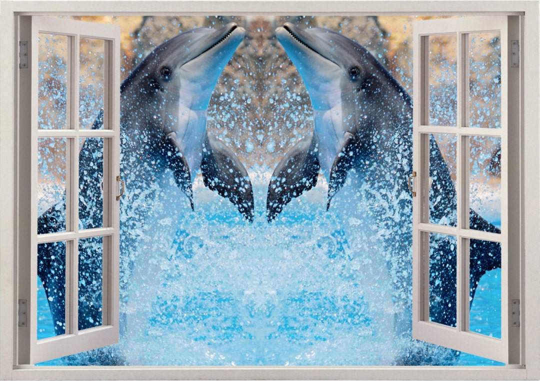 Dolphin Wall Sticker 3D Window Dolphin Wall Decal for Home - Etsy