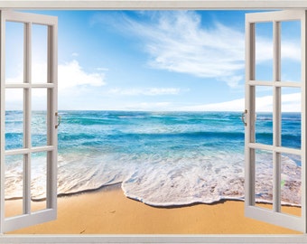 Beach Wall Decal 3D Window Coast Wall Sticker for Home Decor - Etsy