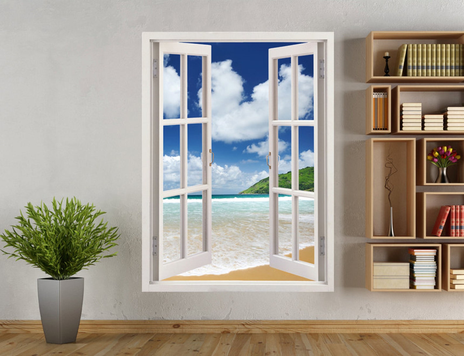 Beautiful Beach Wall Decal Vertical 3D Window Beach Wall - Etsy