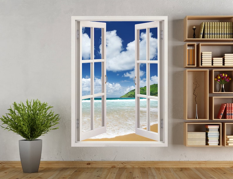 Beautiful Beach Wall Decal Vertical 3D Window Beach Wall - Etsy