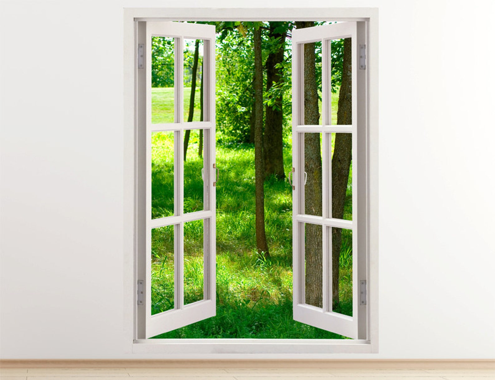 Forest Wall Decal Green Trees Decal Vertical 3D Window Wall - Etsy