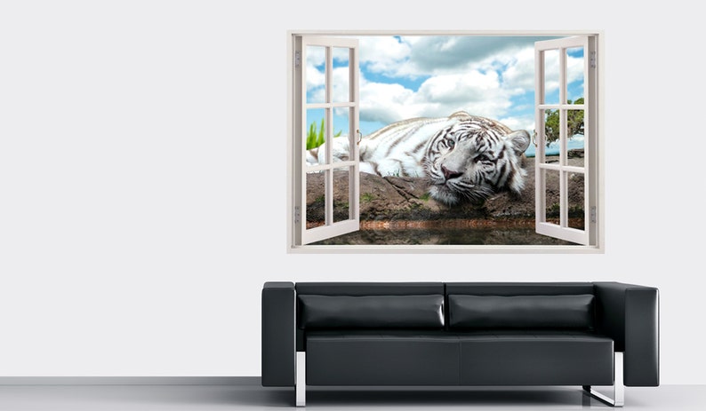 White Tiger Wall Sticker Animal 3D Window Tiger Wall Decal | Etsy