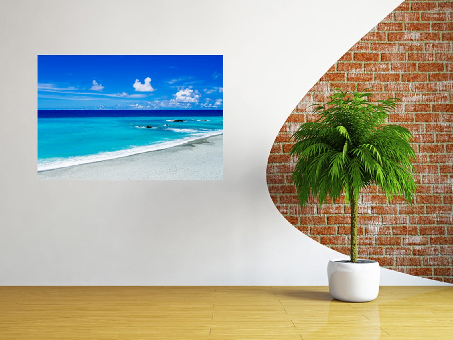 Beautiful Beach Wall Decal Vinyl, Beach Decal Art Clear Water Poster ...