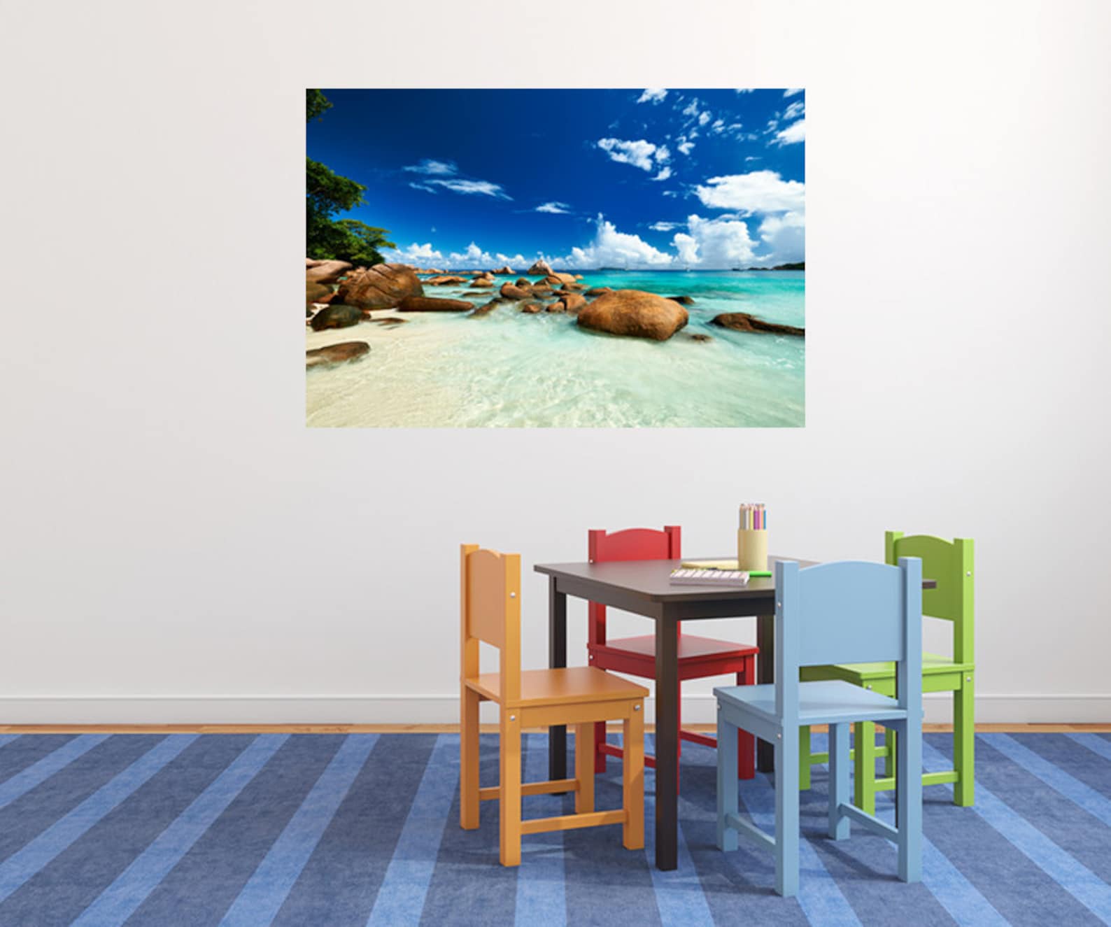 Colorful Beach Decal Vinyl Blue Beach Poster Wall Decal - Etsy