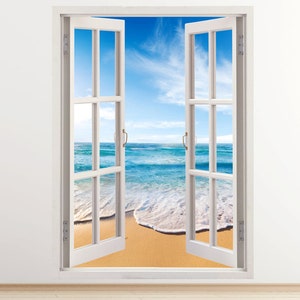 Beach Vertical 3D Window Wall Sticker Coast Wall Decal for - Etsy