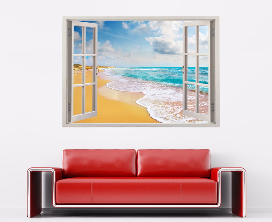 Coast Line Wall Sticker 3D Window Beach Removable Wall Decal - Etsy UK