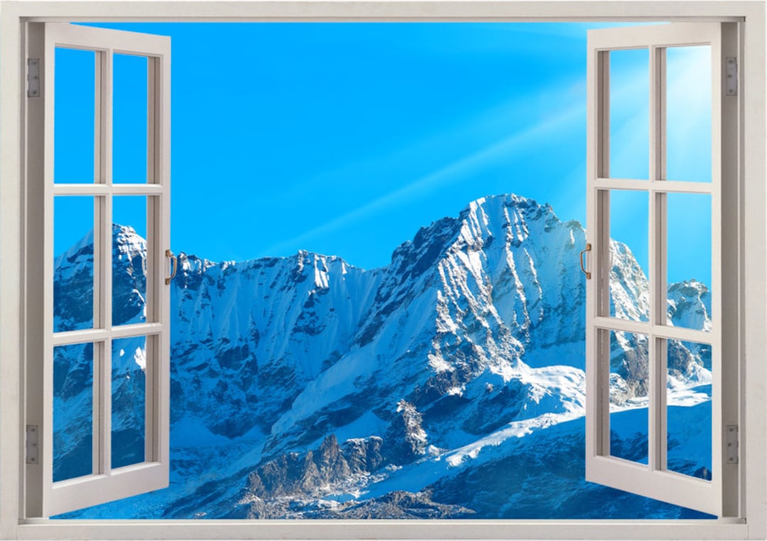 Mountains Wall Stickers 3d Window Snow Mountain Decals for - Etsy