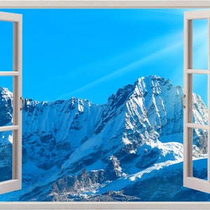 Mountains Wall Stickers 3d Window Snow Mountain Decals for - Etsy