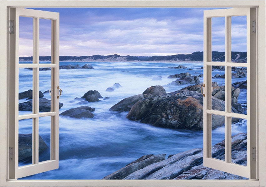 Rocky Coast Wall Sticker 3d Window Ocean Wall Decal for Home - Etsy