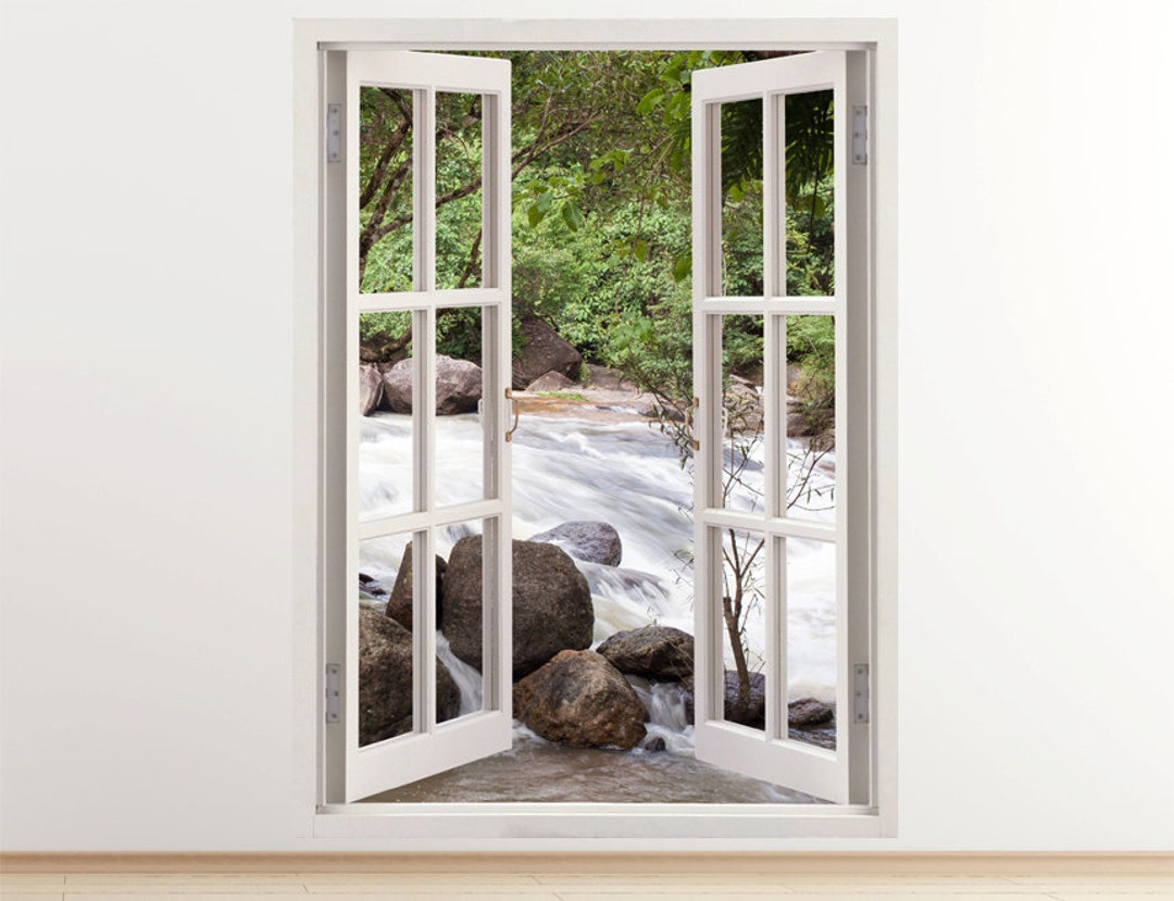 Waterfall Wall Decal Vertical 3D Window, Waterfall Wall Sticker for ...