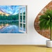 River Wall Sticker 3D Window Home Design Idea, River at Sunset Wall ...