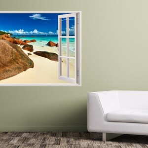 Beach Wall Sticker 3D Window Tropical Beach Vinyl Wall Decal - Etsy