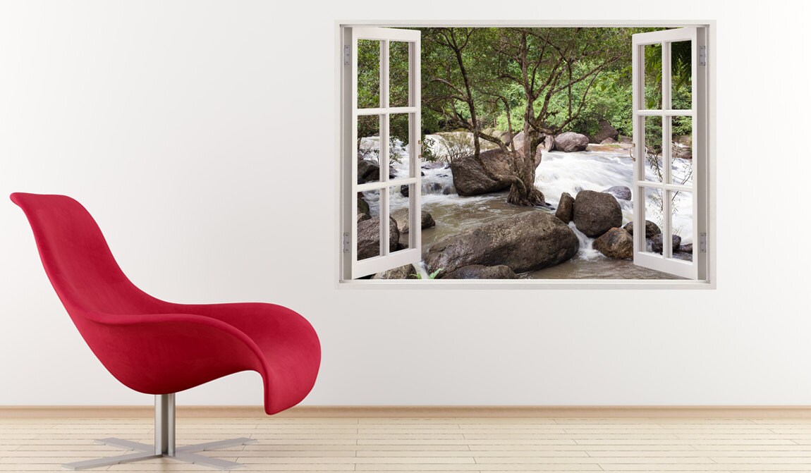 Waterfall Wall Decal 3D Window Waterfall Vinyl Wall Decal for | Etsy ...