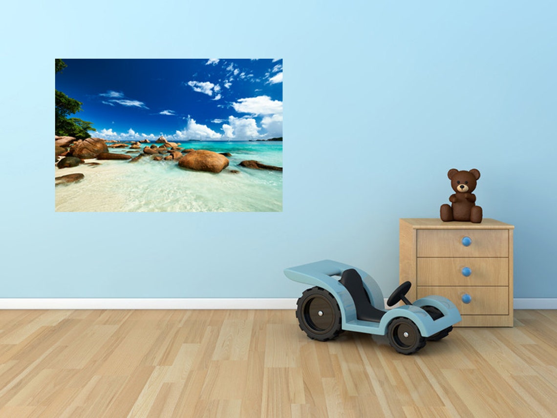 Colorful Beach Decal Vinyl Blue Beach Poster Wall Decal - Etsy