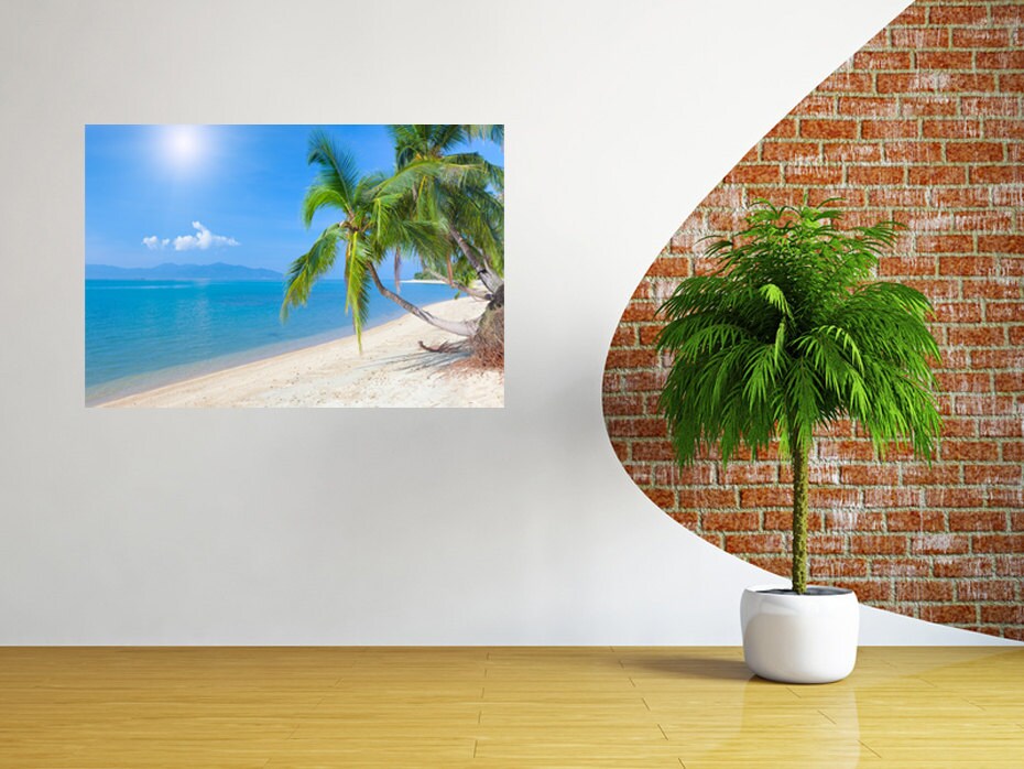 Beach Wall Decal Vinyl Poster Tropical Beach Wall Sticker | Etsy