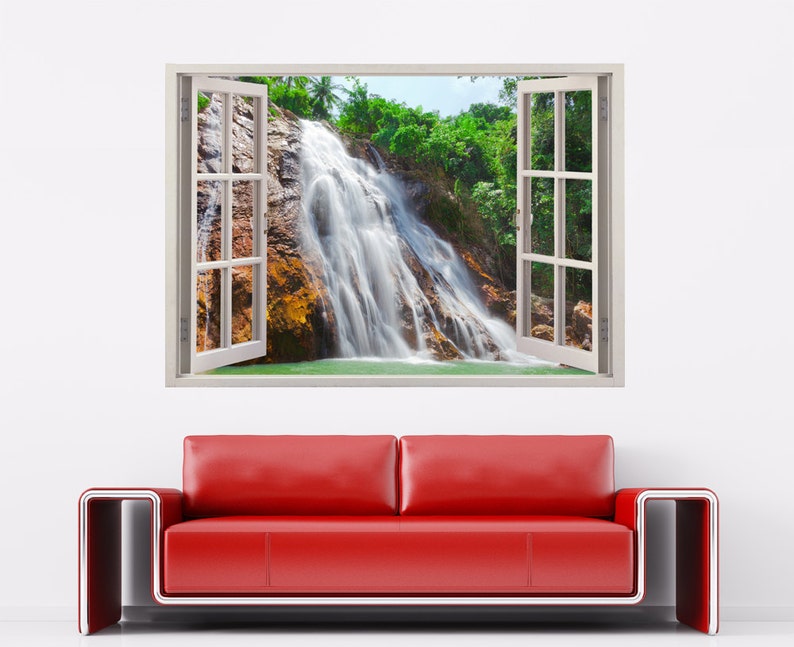 Waterfall Wall Sticker 3D Window River Wall Decal for Home - Etsy