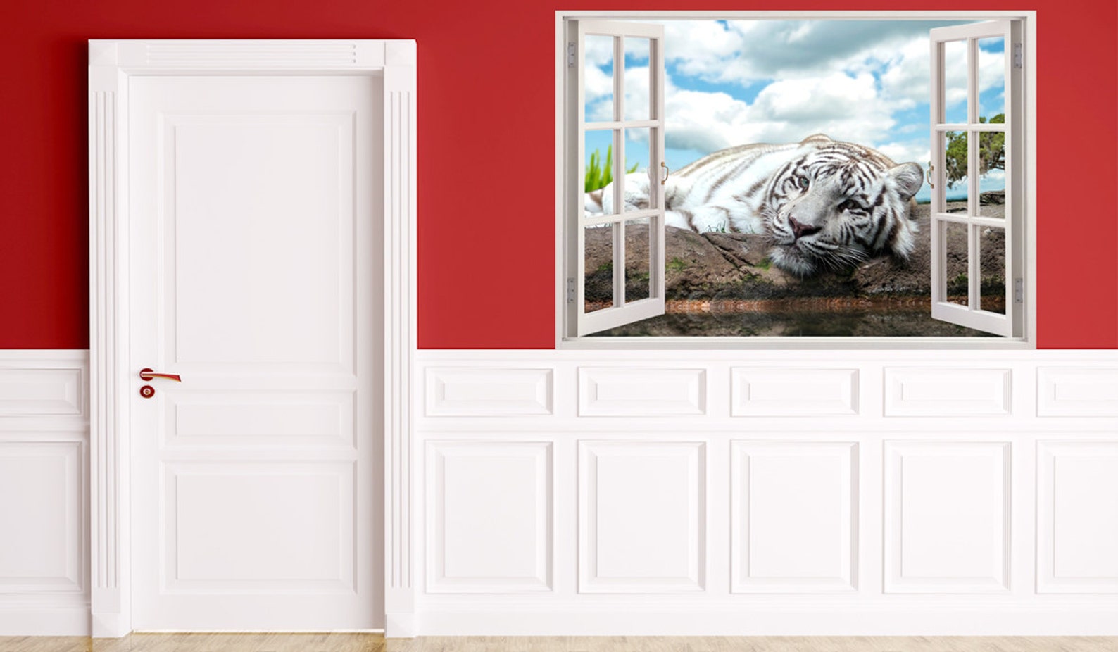 White Tiger Wall Sticker Animal 3D Window Tiger Wall Decal | Etsy