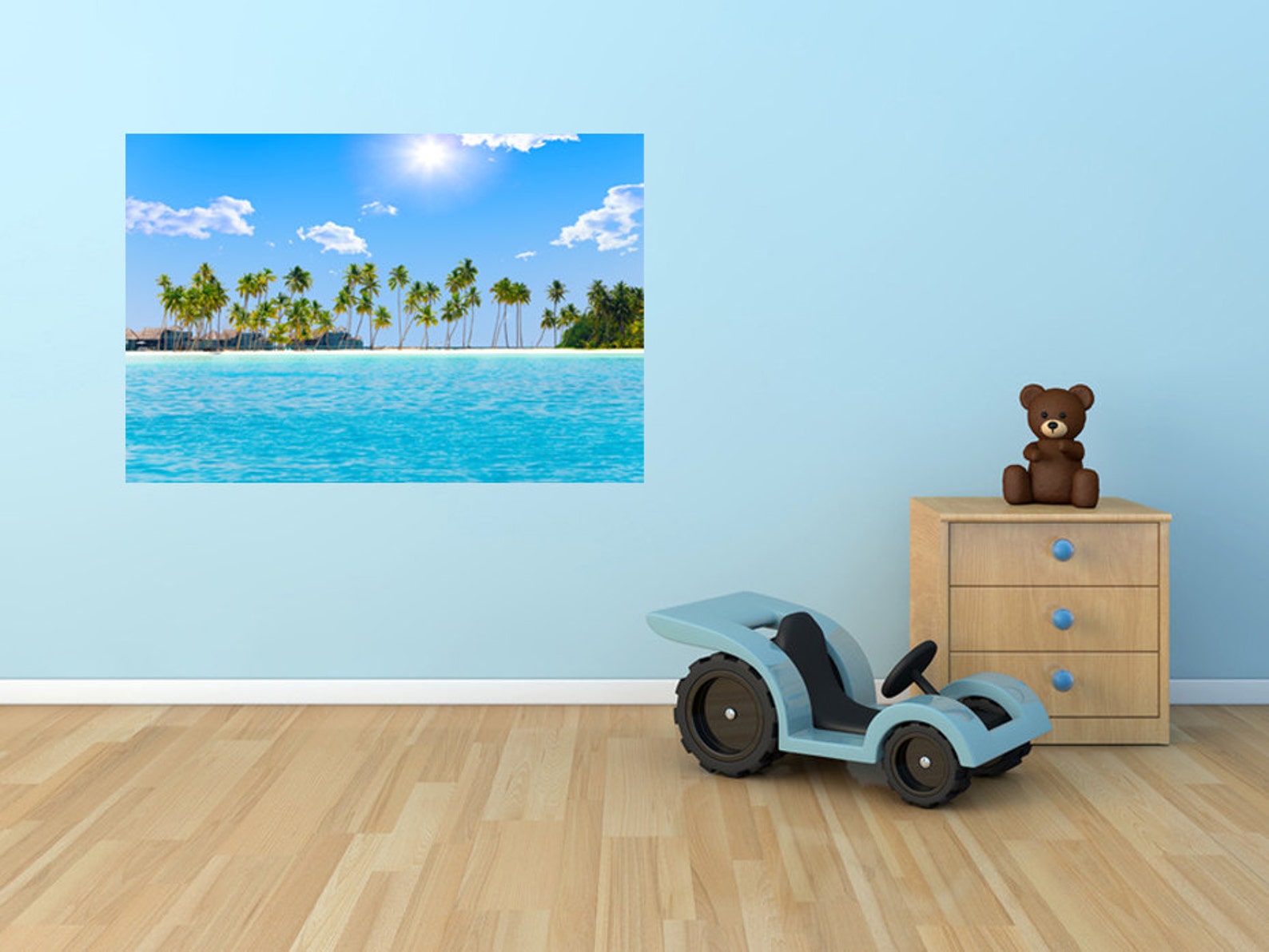 Beach Wall Decal Vinyl Poster Tropical Beach Wall Art Palm - Etsy