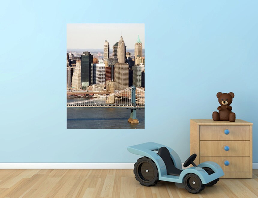 New york wall decal vertical 3D window Manhattan Bridge wall | Etsy