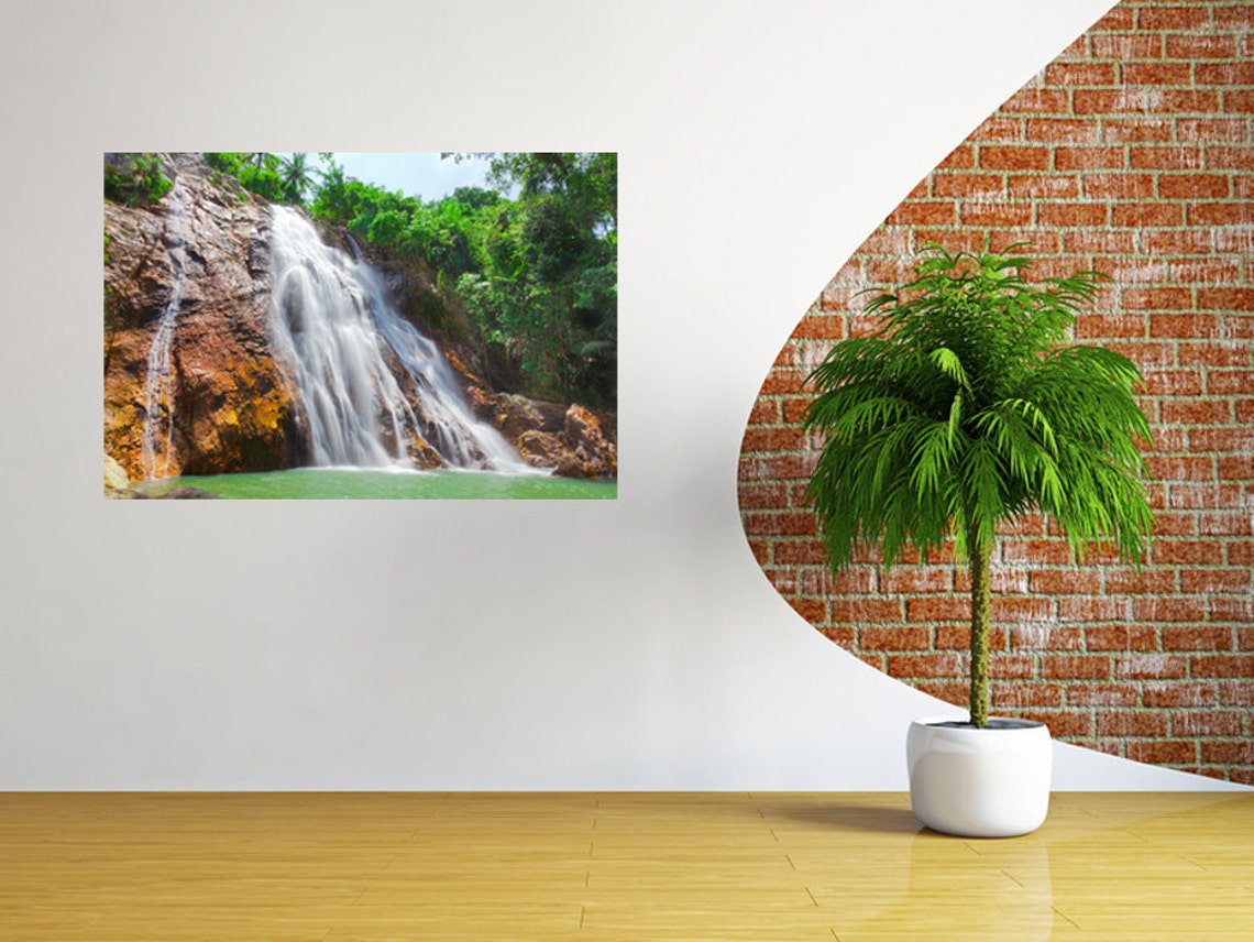 Waterfall Wall Decal River Decal for Home Decor Print Forest | Etsy