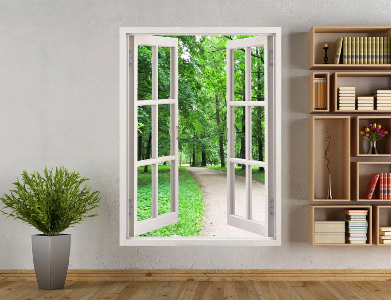 Forest Wall Decal Trees Wall Sticker Tree Vertical 3D Window - Etsy