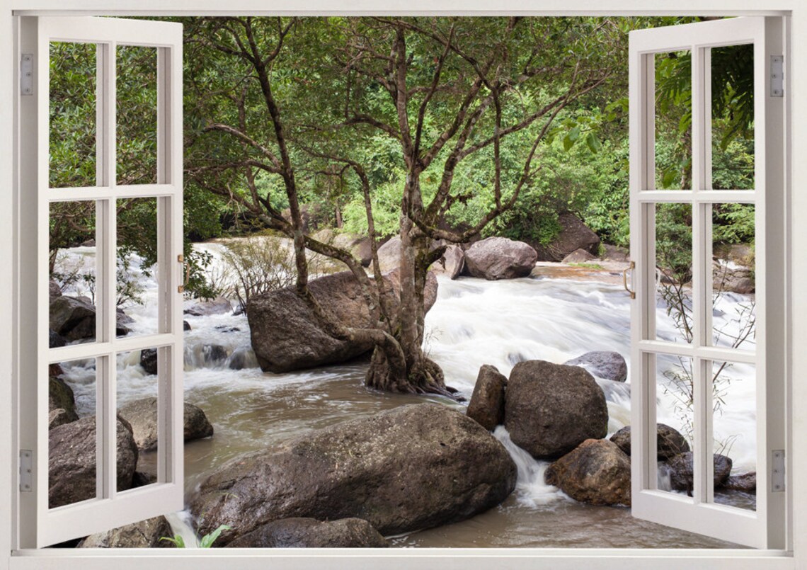 Waterfall Wall Decal 3D Window Waterfall Vinyl Wall Decal for | Etsy ...