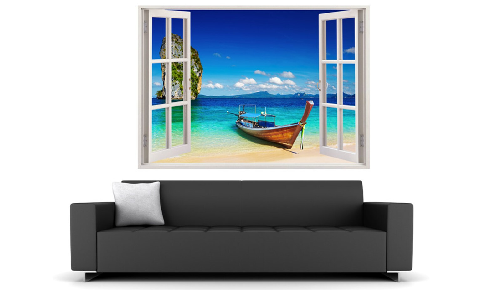 Tropical Beach Wall Sticker 3D Window Boat Wall Decal for - Etsy