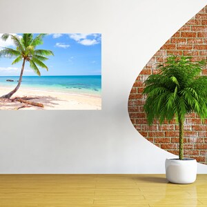 Palm Tree Beach Wall Decal Vinyl Poster, Tropical Beach Wall Decals ...