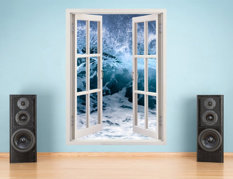 Ocean Wave Wall Decal Vertical 3D Window Ocean Billow Wall | Etsy