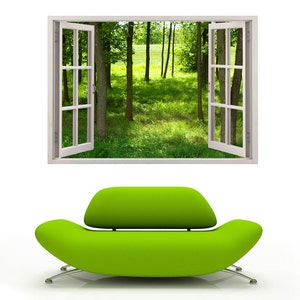 Forest Wall Sticker, Trees Wall Decal, 3D Window Wall Art, Colorful ...