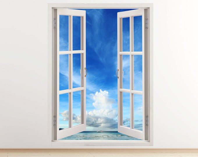Miniature Paper Windows With View of White Clouds in a Blue Sky Two ...