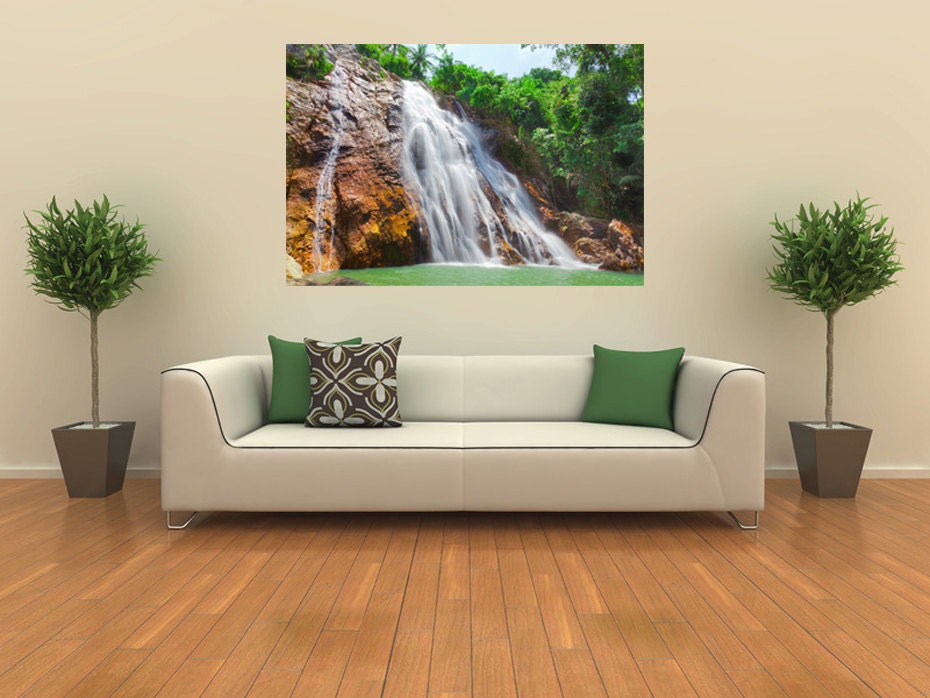 Waterfall Wall Decal River Decal for Home Decor Print Forest | Etsy