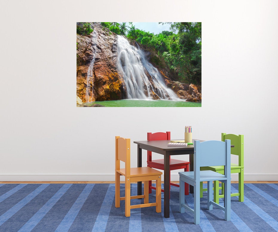 Waterfall Wall Decal River Decal for Home Decor Print Forest | Etsy