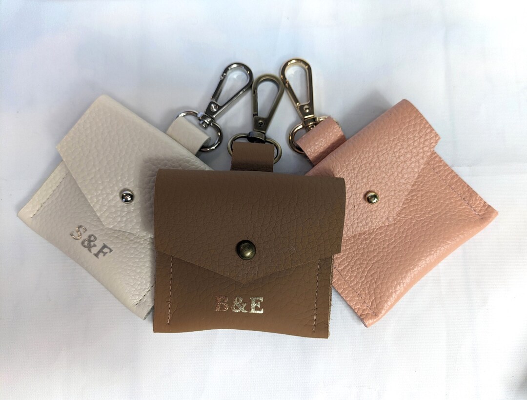 Dog GENUINE LEATHER Ring Pouch With Clasp Attaches to Collar for ...