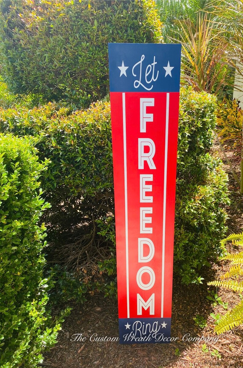 Patriotic Porch Sign Red White Blue Porch Sign Let Freedom - Etsy