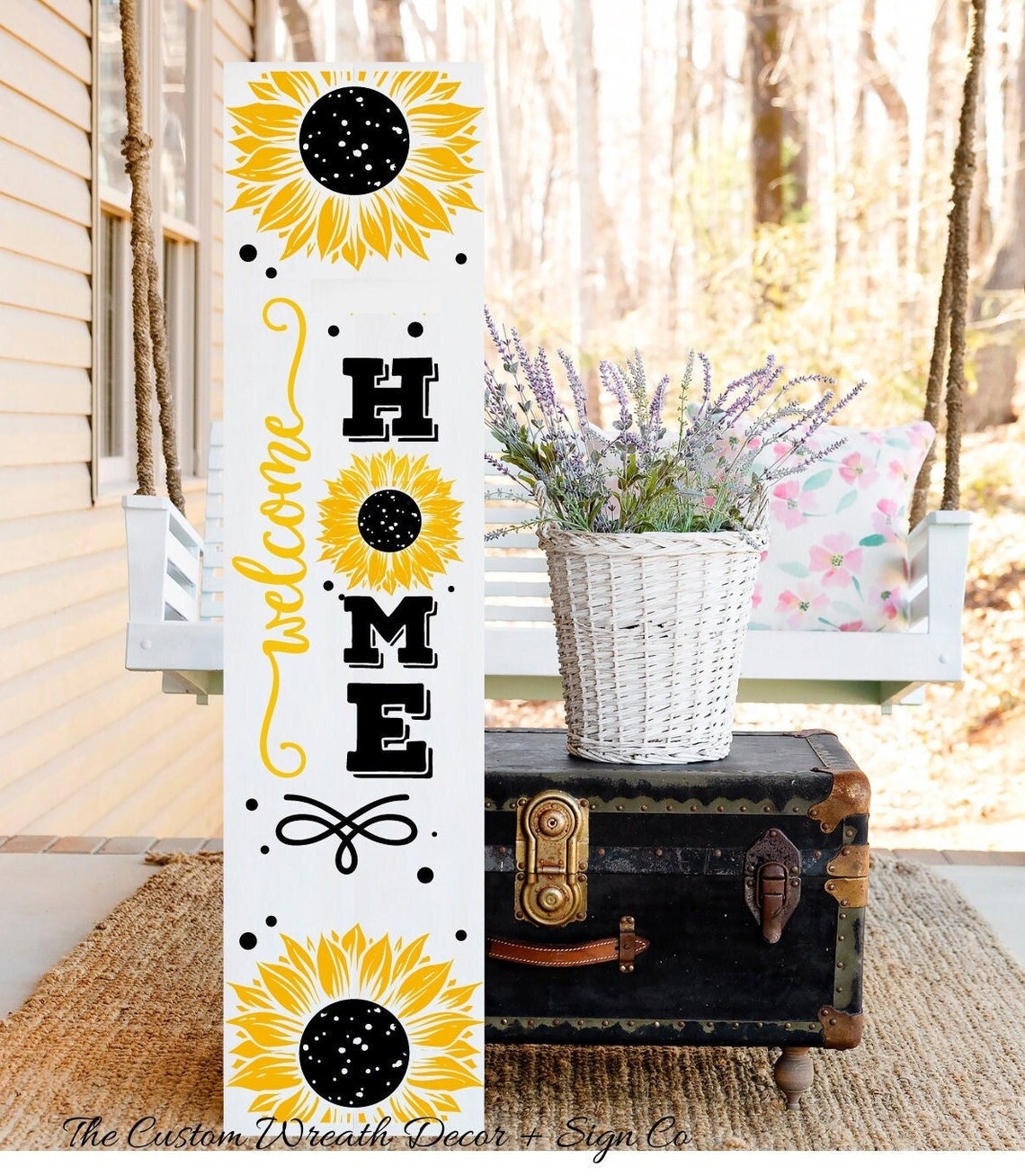 Sunflower Porch Sign Outdoor Sunflower Decor Welcome Home - Etsy