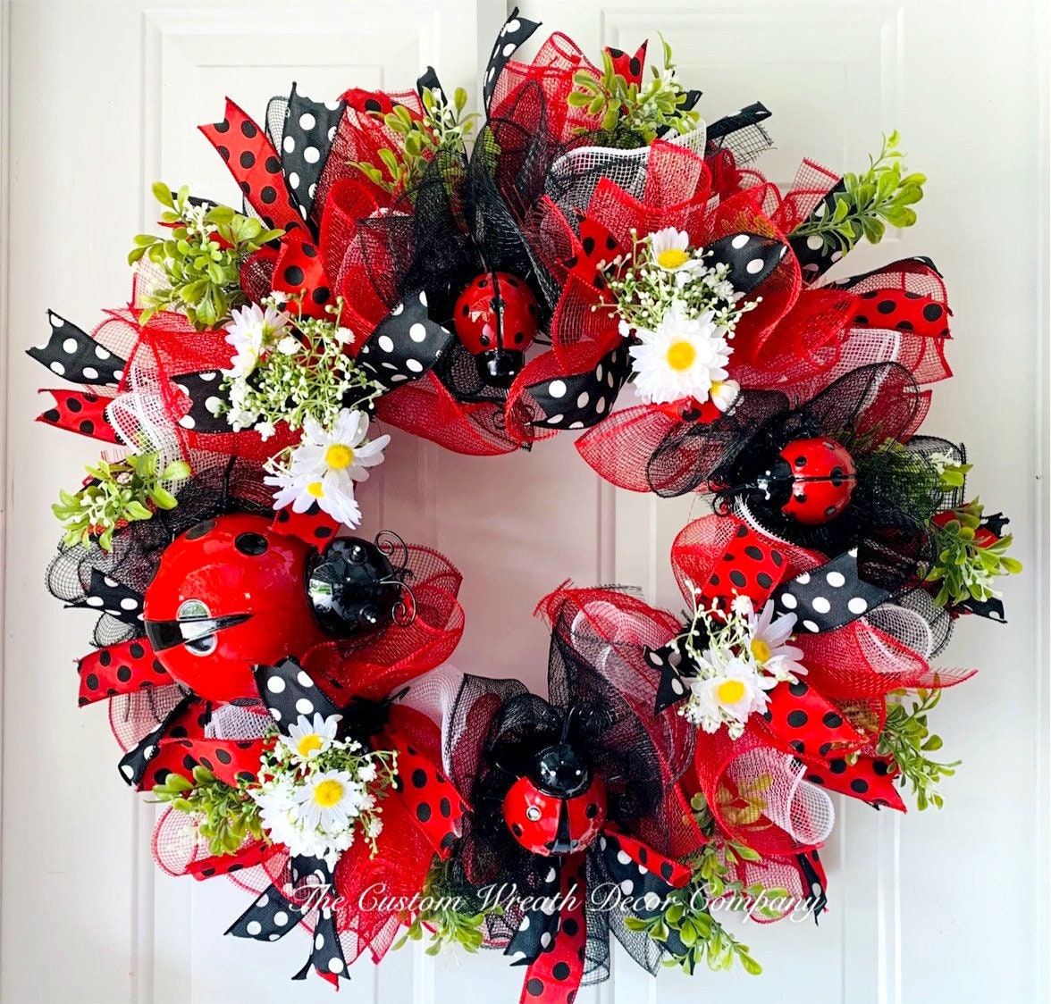 Ladybug Wreath Red and Black Lady Bug Wreath Spring Wreath - Etsy
